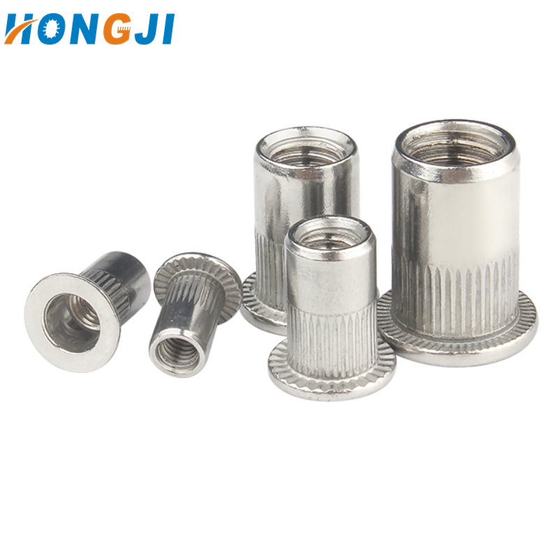 China Flat Head Rivet Nuts with Knurled Body Carbon Steel Stainless ...